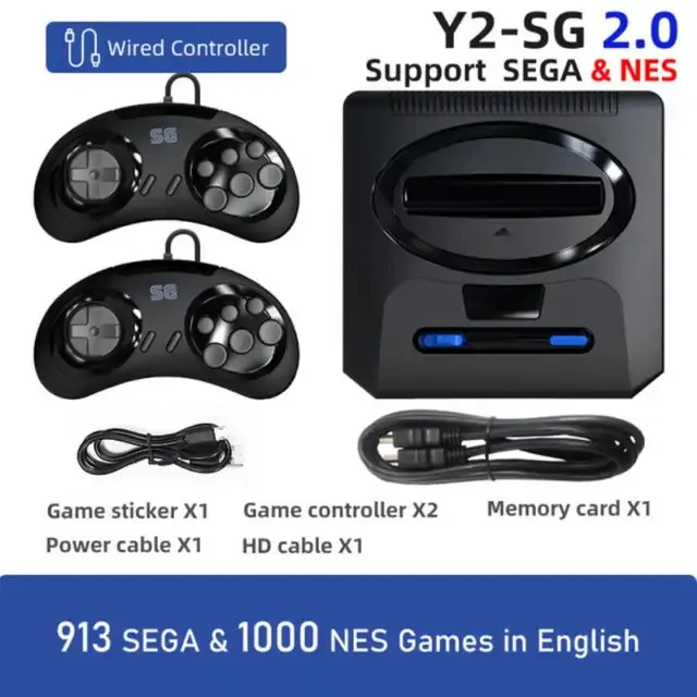 DHgate 16 Bit Wireless Sega Game Console with 1913 NES Games Built in Joystick for Sega Mega Drive 2 Games Accessories