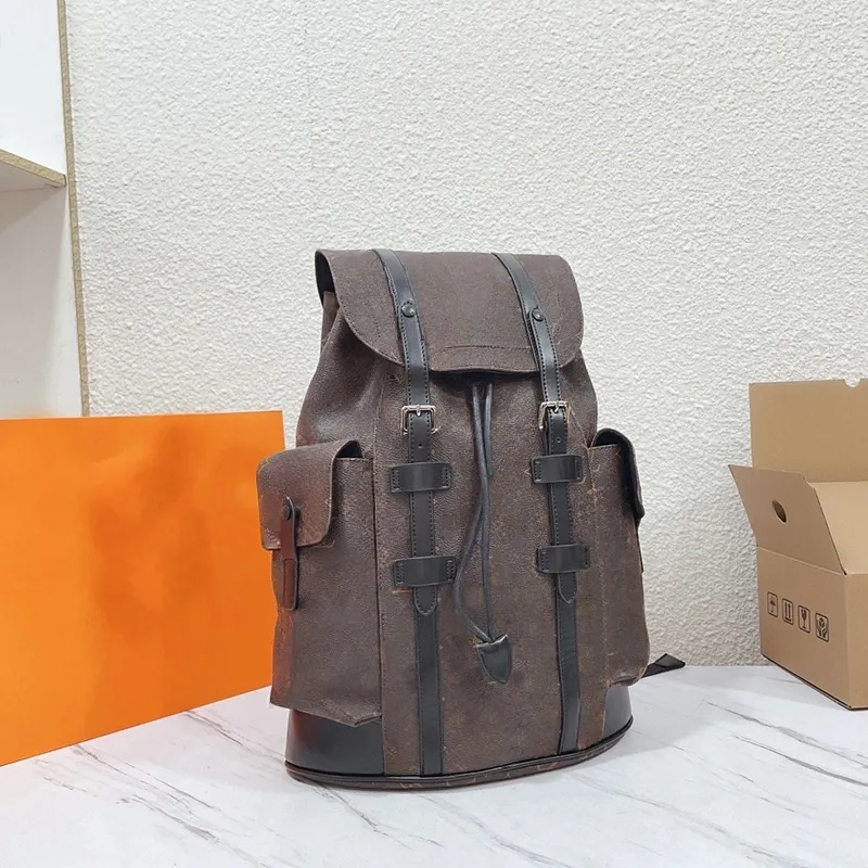 Printed Leather Backpack For Men And Women Large Fashion Fashionable ...