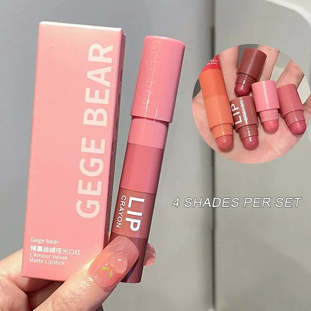 Lipstick Gege Bear 4 in 1 Veet Matte Crayon Long Wear Waterproof Pink ...