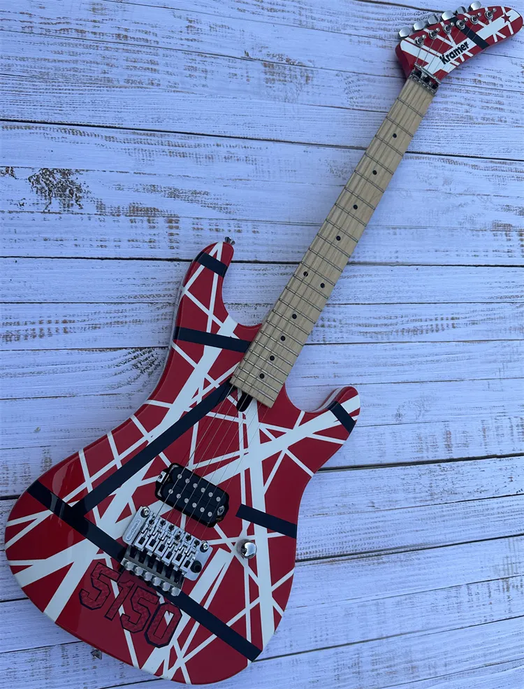 Canadian Maple Fingerboard Electric Guitar Classic Red & White Stripes ...