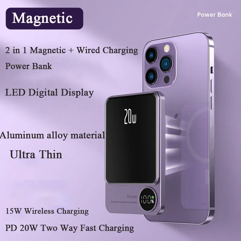 Magnetic Wireless Power Bank Fast Charger For IPhone 12 13 14 Pro Max ...