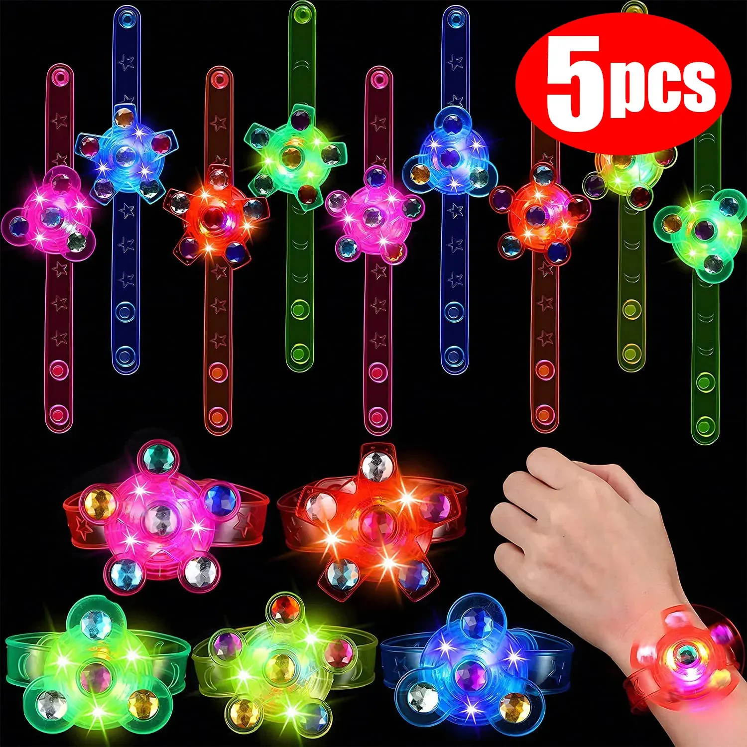 LED Rave Toy - Light Up Spinning Bracelet for Kids - Luminous Wristband ...
