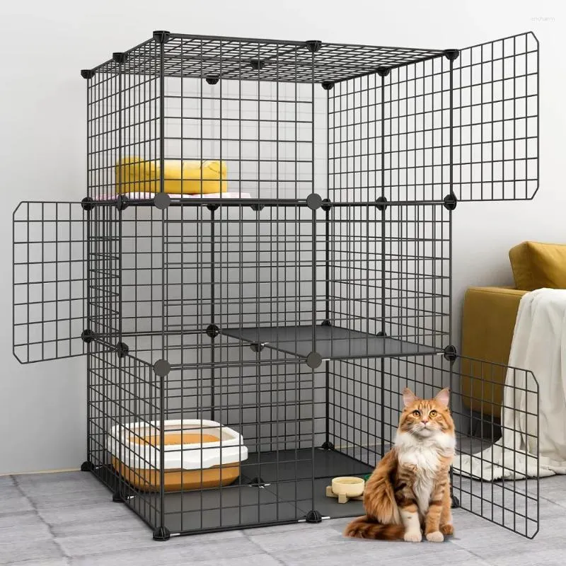 Eiiel 3 Tier Cat Cage Vet Cage Enclosure Detachable Metal Wire Kennel ...