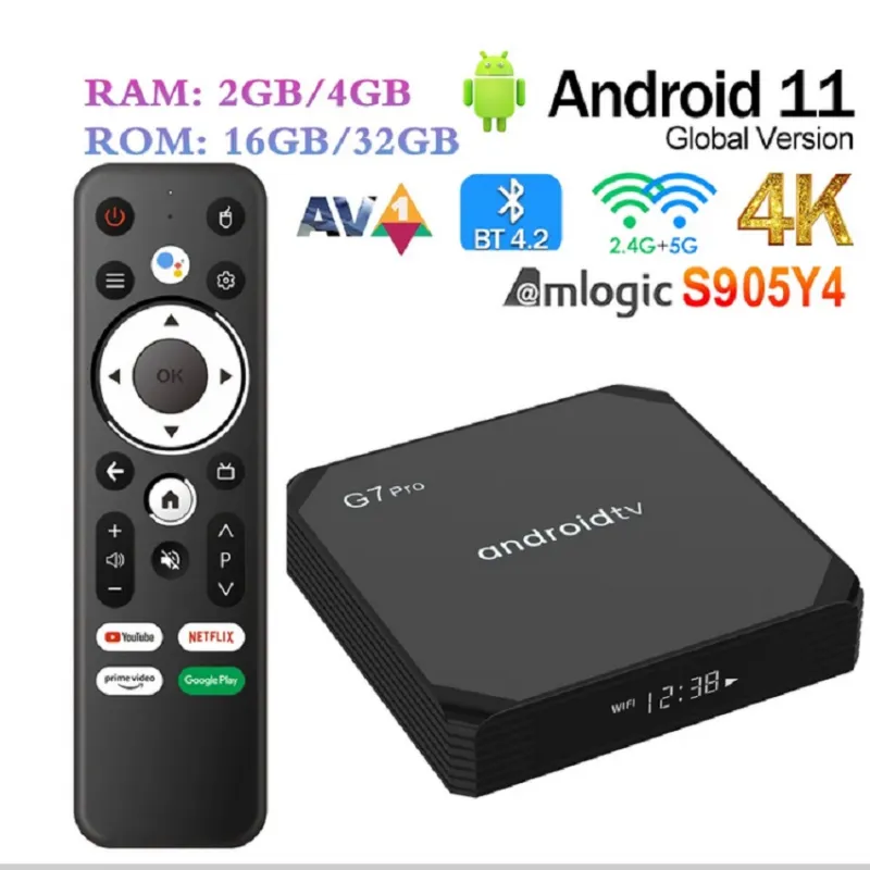 Android TV Box G7 Pro: 4K HDR Media Player Com AmLogic S905Y4, 2GB/4GB ...