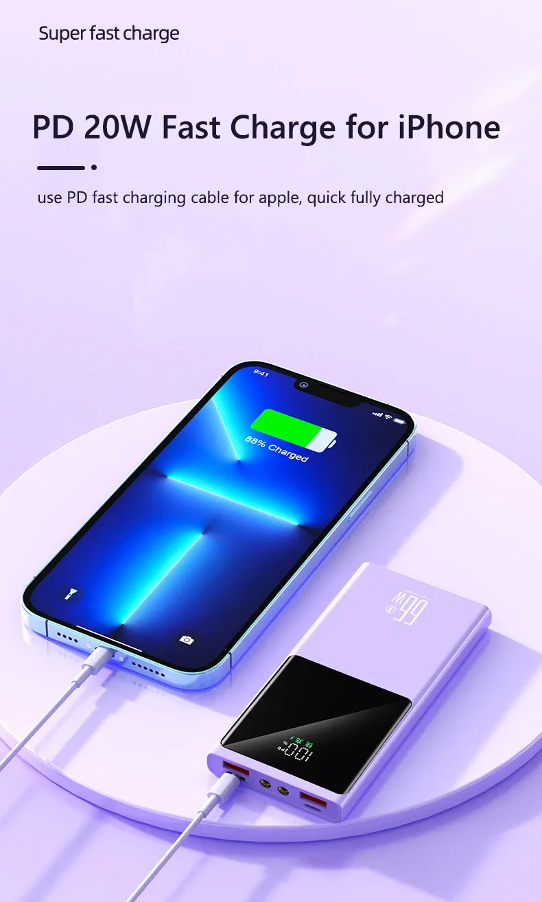 20000mah Power Bank PD20W 66W Schnelles Lade Powerbank Für IPhone 12 Xiaomi 9 Tragbare Externe ...