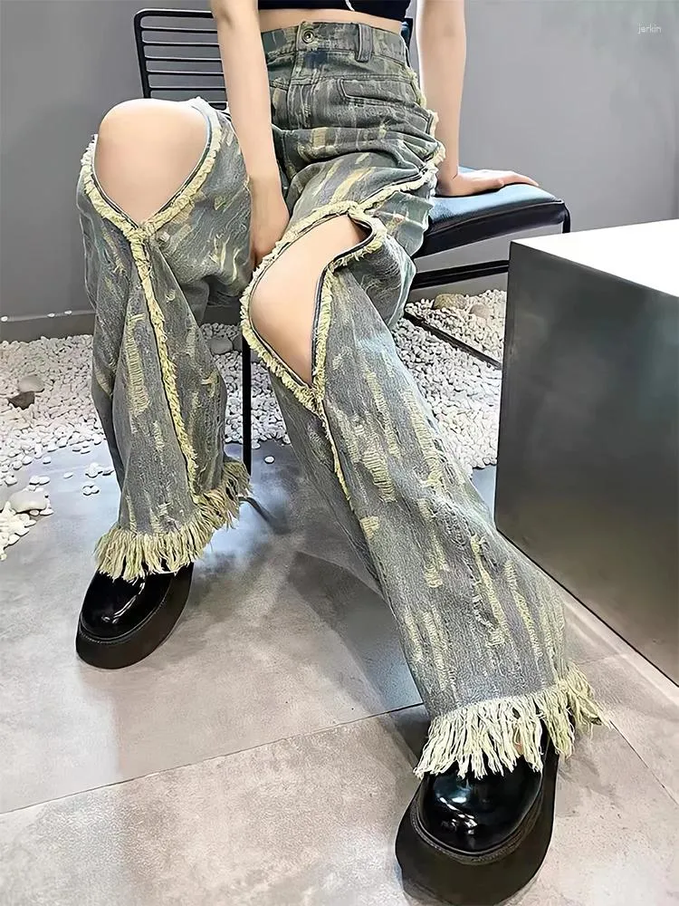 2023 Korean Dongdaemun Y2k Womens Retro Streetwear Wide Leg Jeans Women