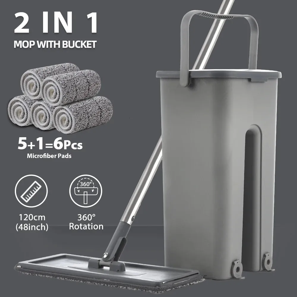 DHgate.com:Hands-Free Flat Floor Mop & Bucket Set for Hassle-Free ...