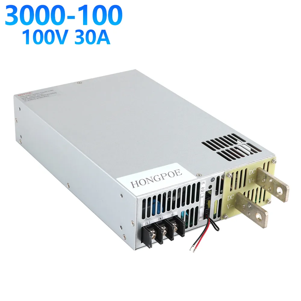 3000W Adjustable DC Power Supply - 0-100V 30A, AC to DC Converter, 0-5V Analog Control, 110/220V ...