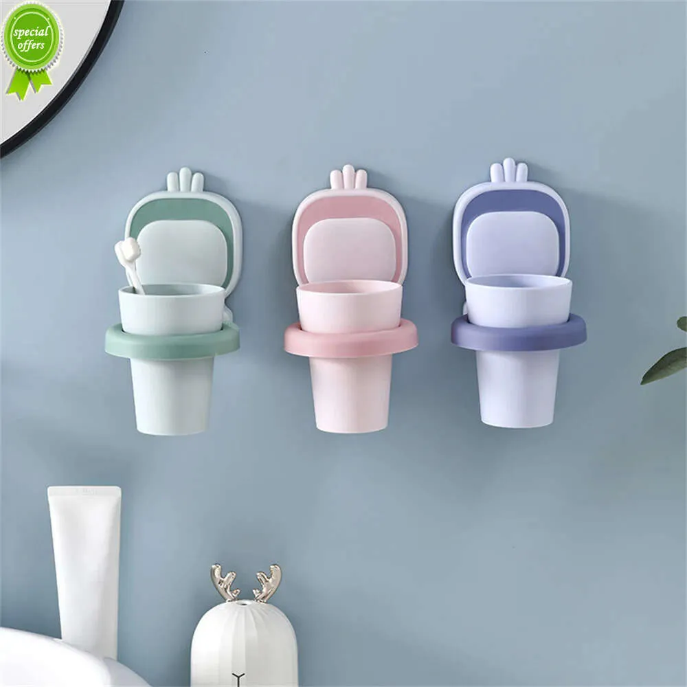Adhesive Toothbrush & Cup Holder: Wall Mounted, No-Drill Installation ...