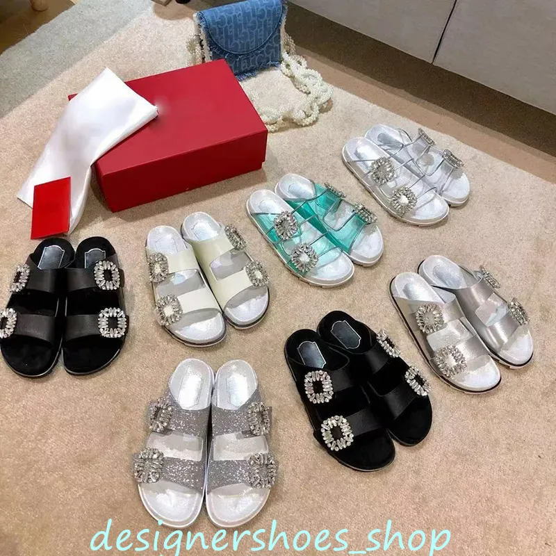 Crystal Rhinestone Designer Flat Bottom Diamond Slippers For Women ...
