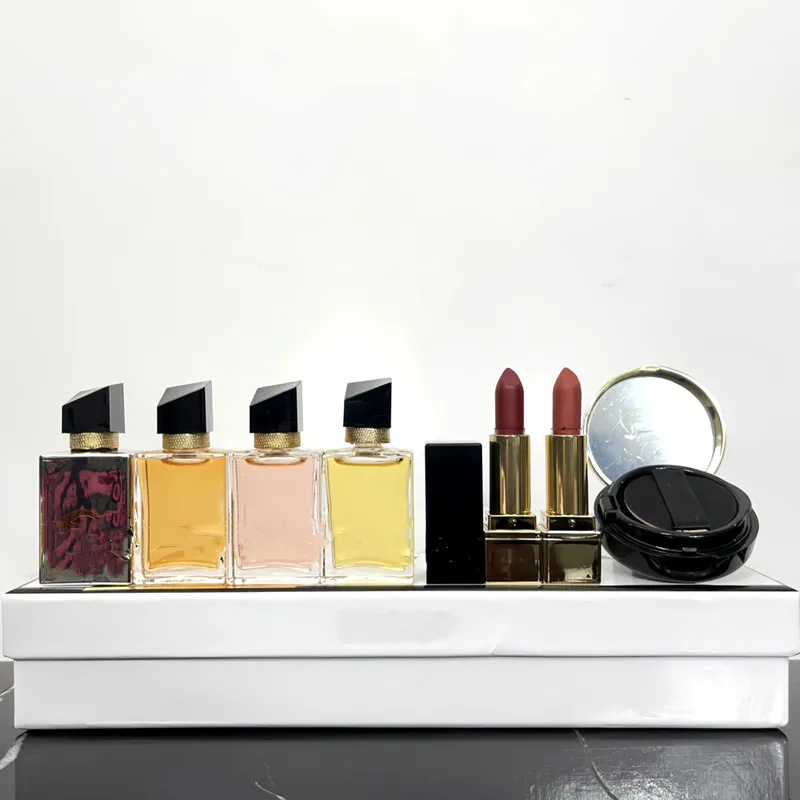 Designer Makeup Set: 7 In 1 Beauty Box With Perfume, Lipsticks, Cushion ...