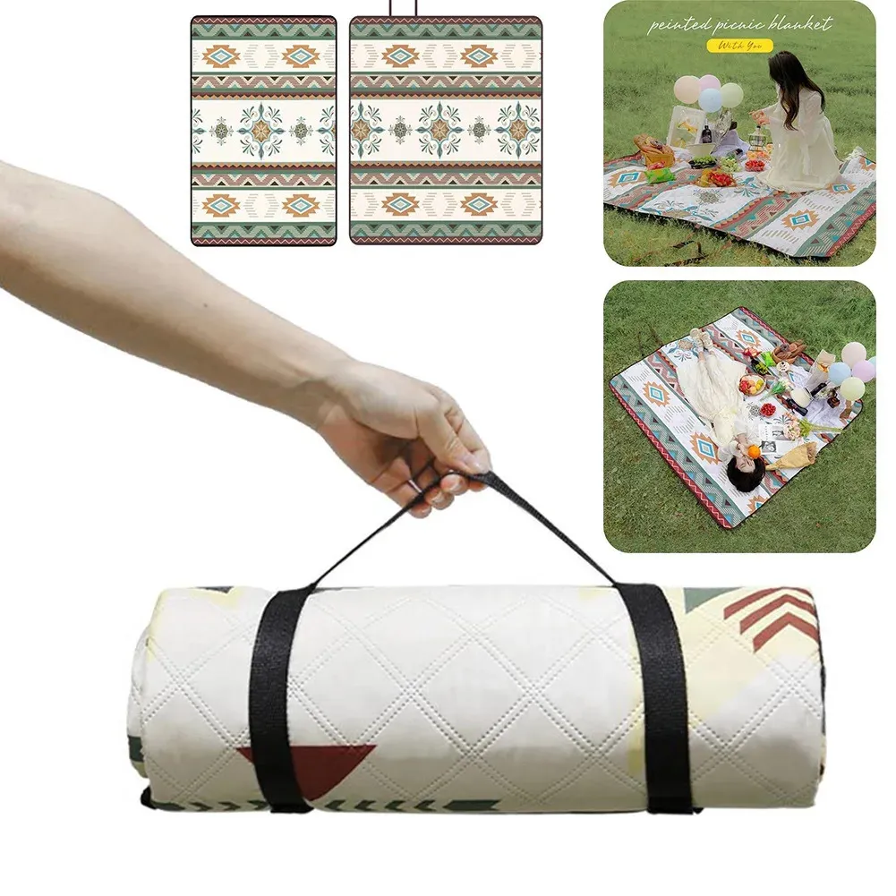 Portable Picnic Blanket - Waterproof Beach Mat, Foldable Camping ...