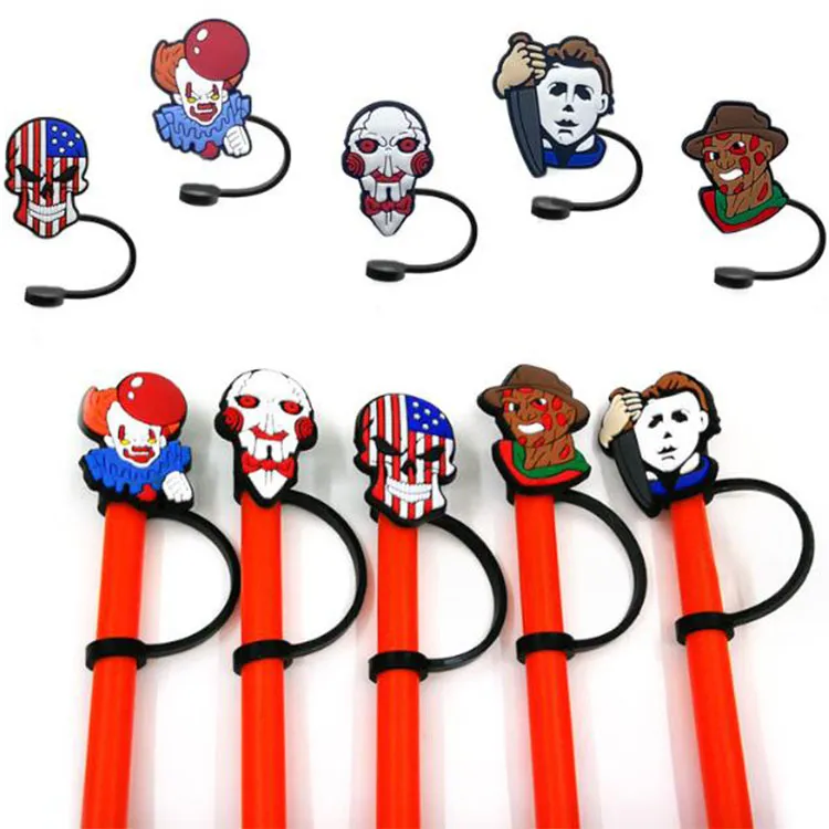 DHgate.com:100Pcs Halloween Silicone Straw Toppers, Horror Movie Party ...