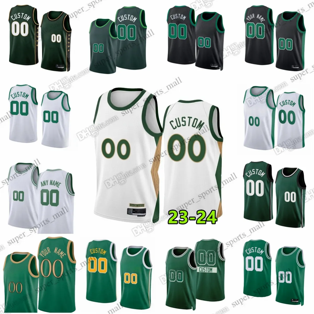 Custom 2023 24 New Printed Basketball Jerseys Jayson Tatum Aylen Brown ...