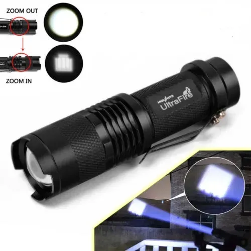 Mini LED Tactical Flashlight - Q5 300 Lumens, Zoomable, Waterproof ...