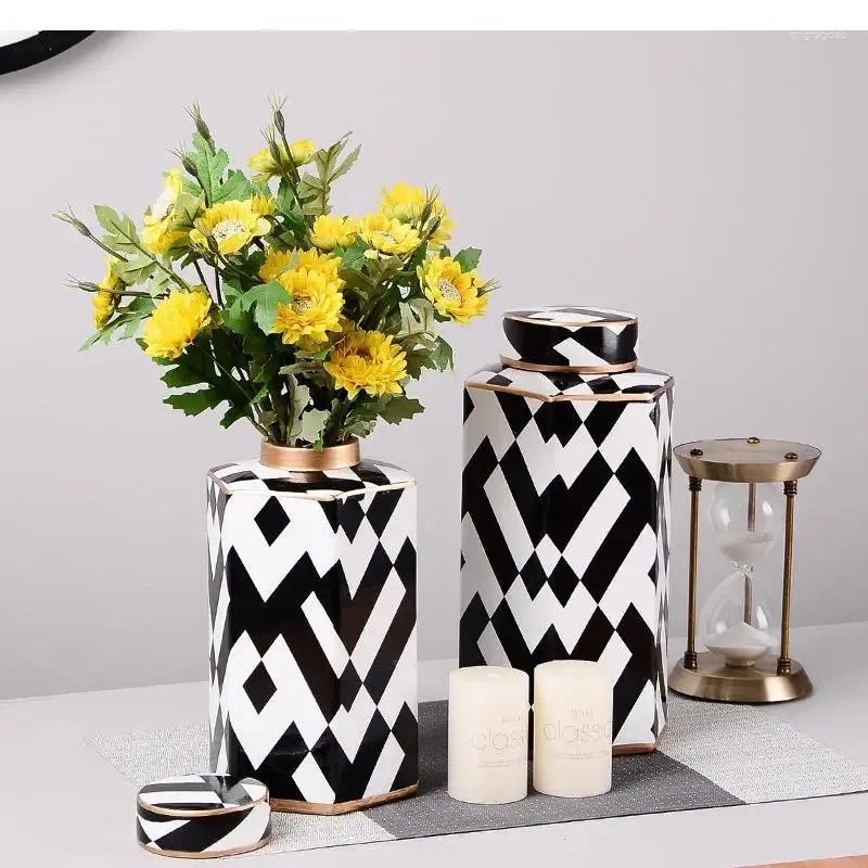DHgate.com:Modern Black & White Ceramic Jars Home Decor Flower ...