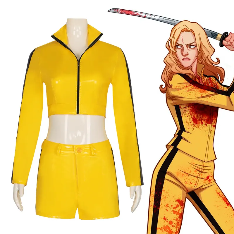 Kill Bill Bride Cosplay Dress Short Sleeve Crop Top And Shorts For ...