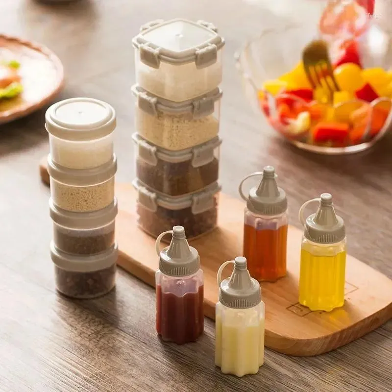 Portable Plastic Mini Storage Bottles Set For Sauce, Dressing, Spices ...