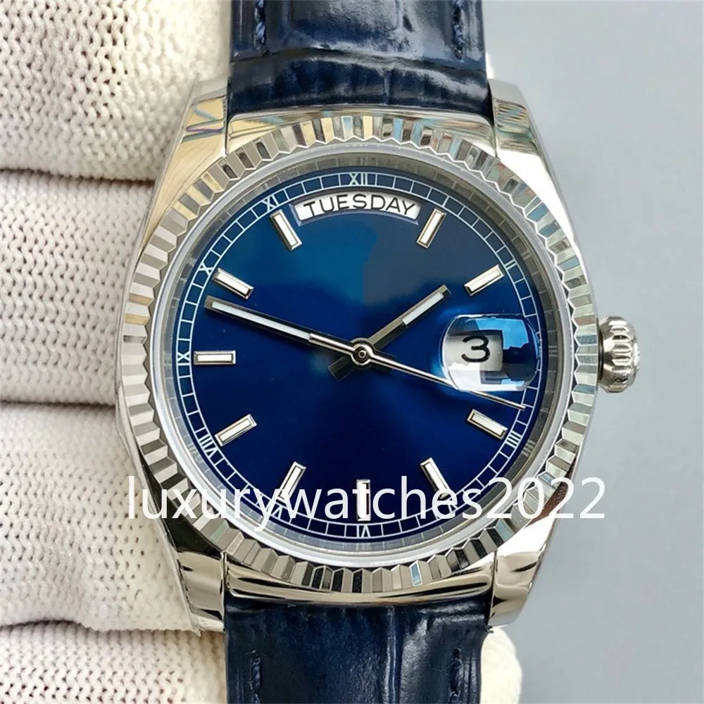 Real Photo 36mm Automatic Date Watch Leather Strap, Sapphire Crystal ...