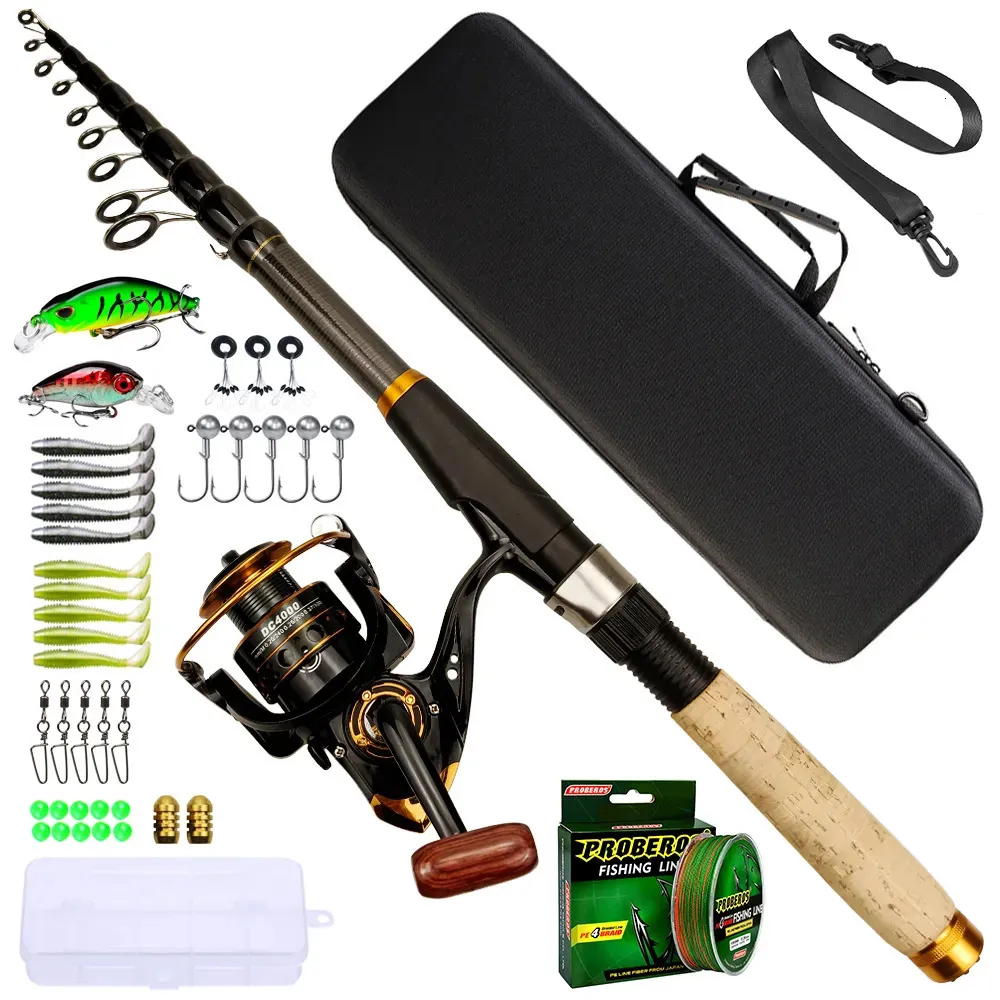Carbon Fiber Telescopic Fishing Rod Reel Combo | Lightweight Spinning ...