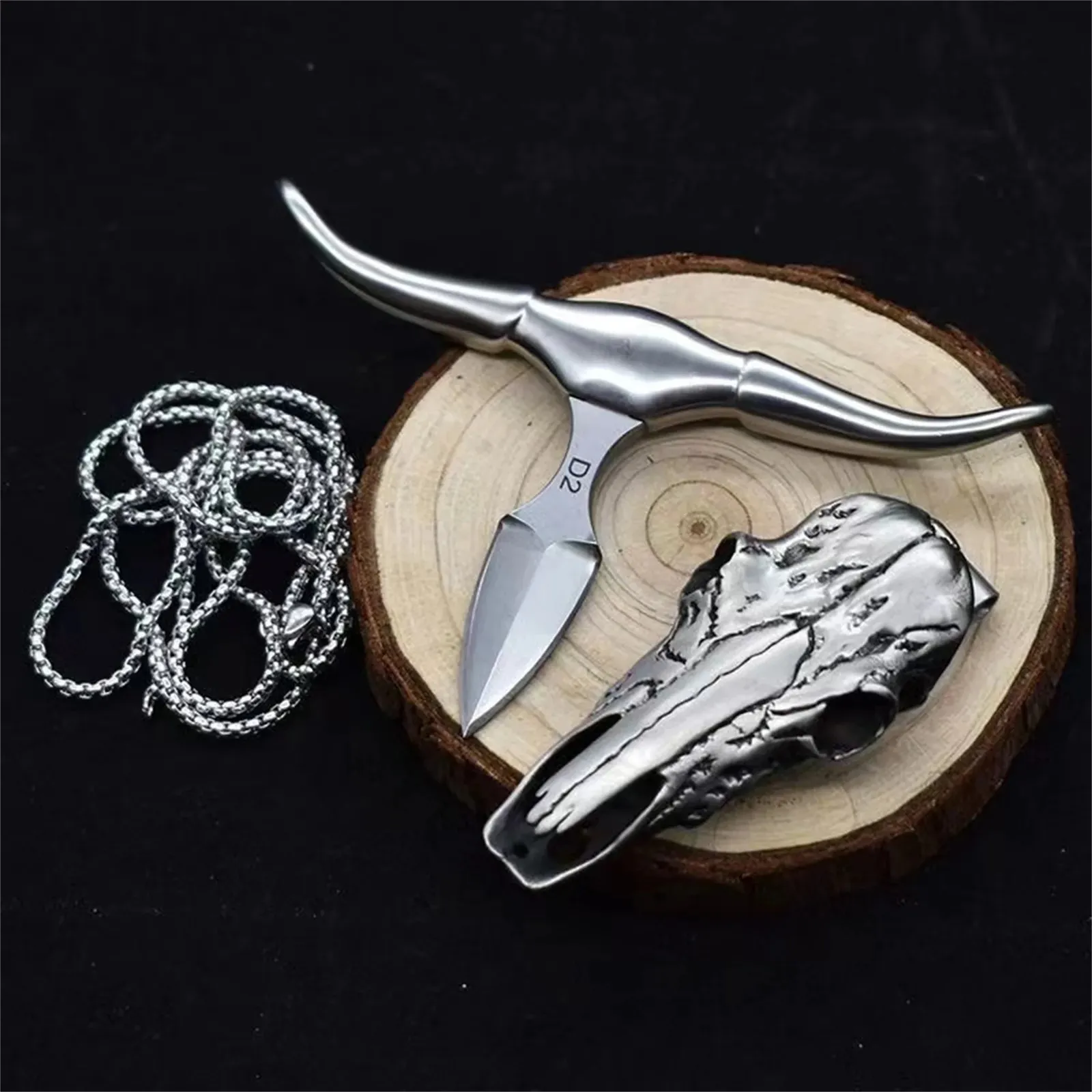 D2 Damascus Steel EDC Mutil Tool Necklace Pendant, For Camping And Car ...