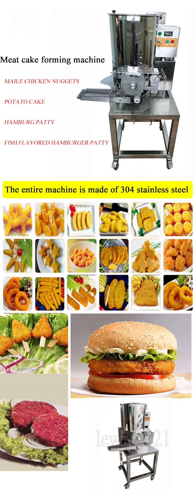 Automatic Patty Maker - Round, Square & Star Shape Falafel, Nugget ...