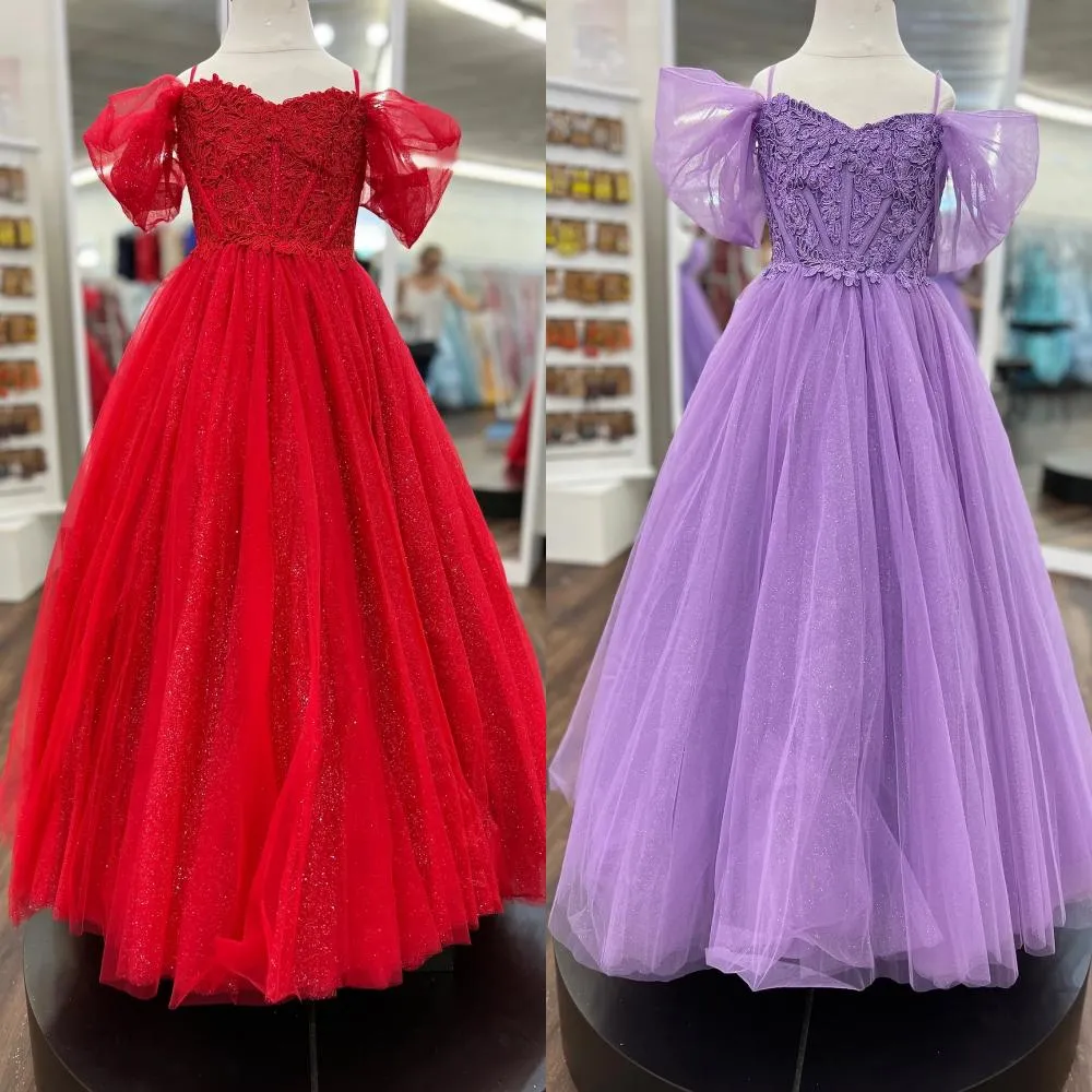 Glitter Tulle Pageant Dress for Girls - Lilac, Pink & Red! Long Formal ...