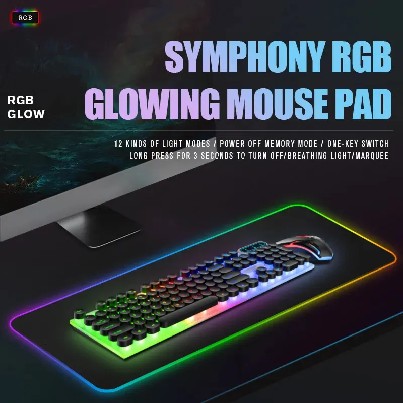 Mouse Pad with Wrist Rest, Large Luminous RGB Streamer LED Gaming ...