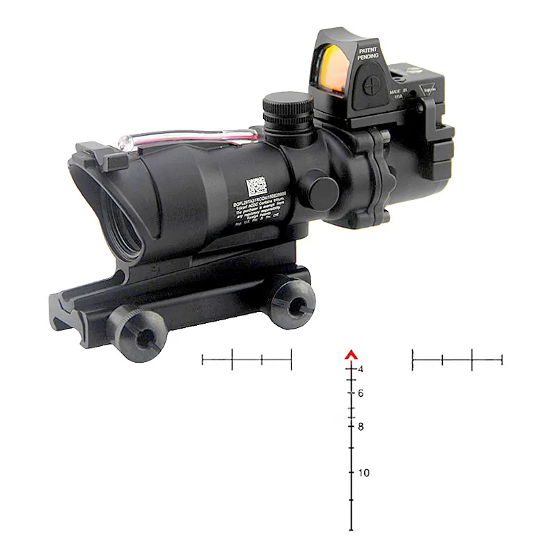 ACOG Fiber Source Scope Tactical 4x32 Red Illuminated Optics Chevron ...