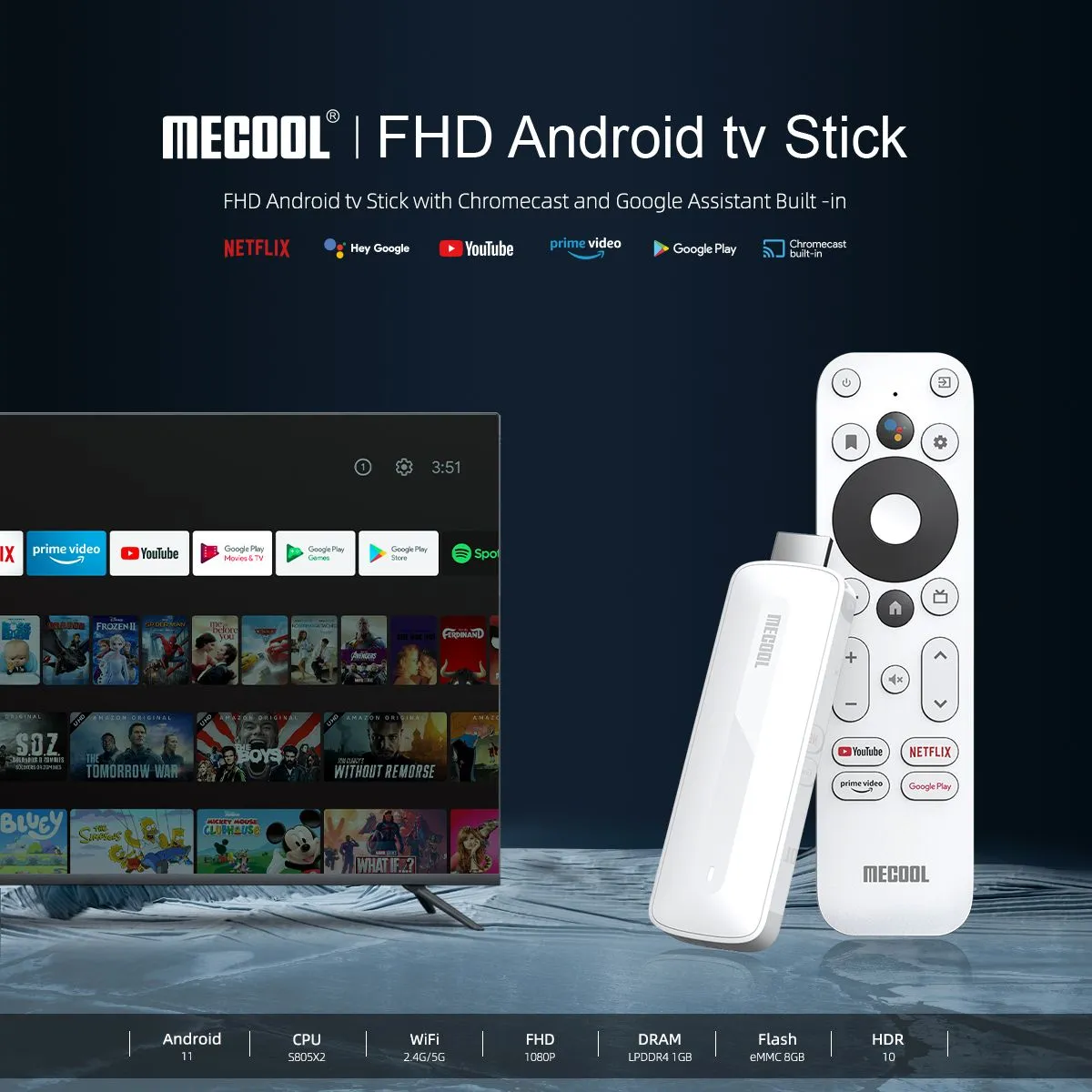 Stick TV Android Set Top Box, KD5 4K Android 11 TV Stick, Amlogic ...