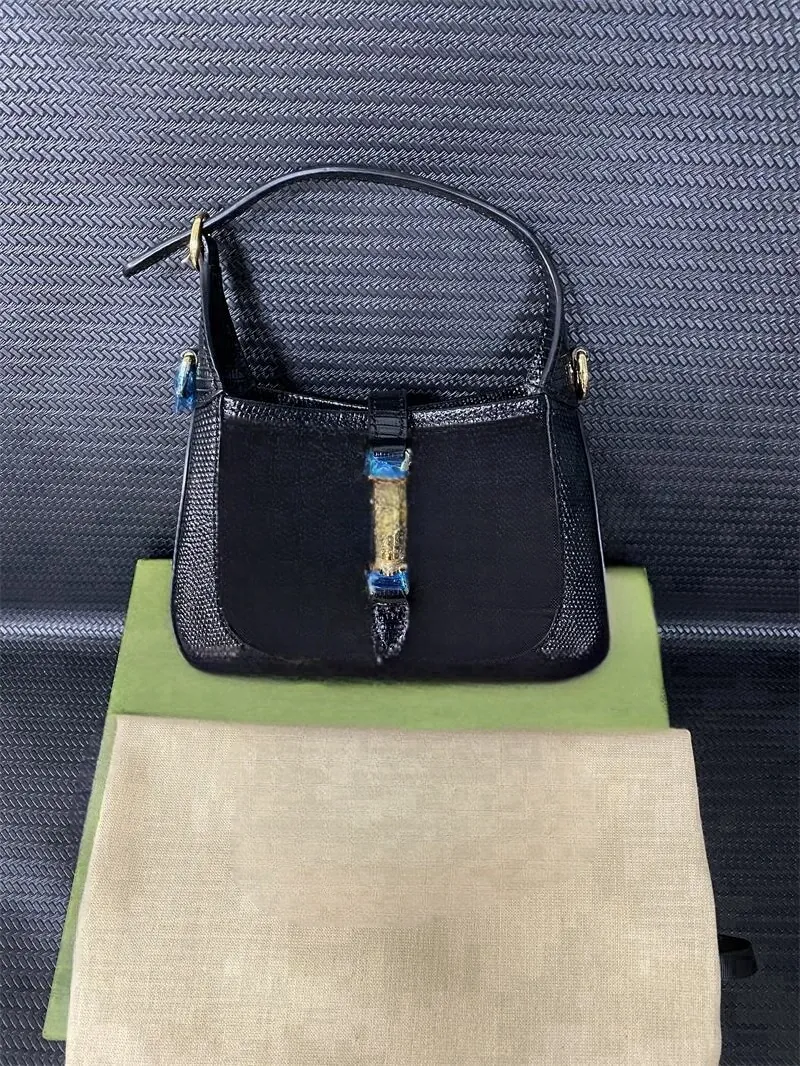 Genuine Lizard Skin Leather Bag With Crystal Letters, Hollow Mesh ...