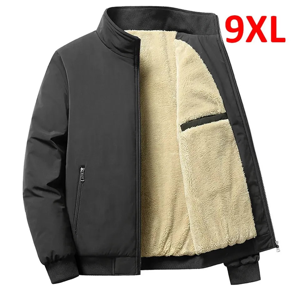 Men's Winter Fleece Jacket - Thick Warm Coat, Plus Size 8XL, Solid ...