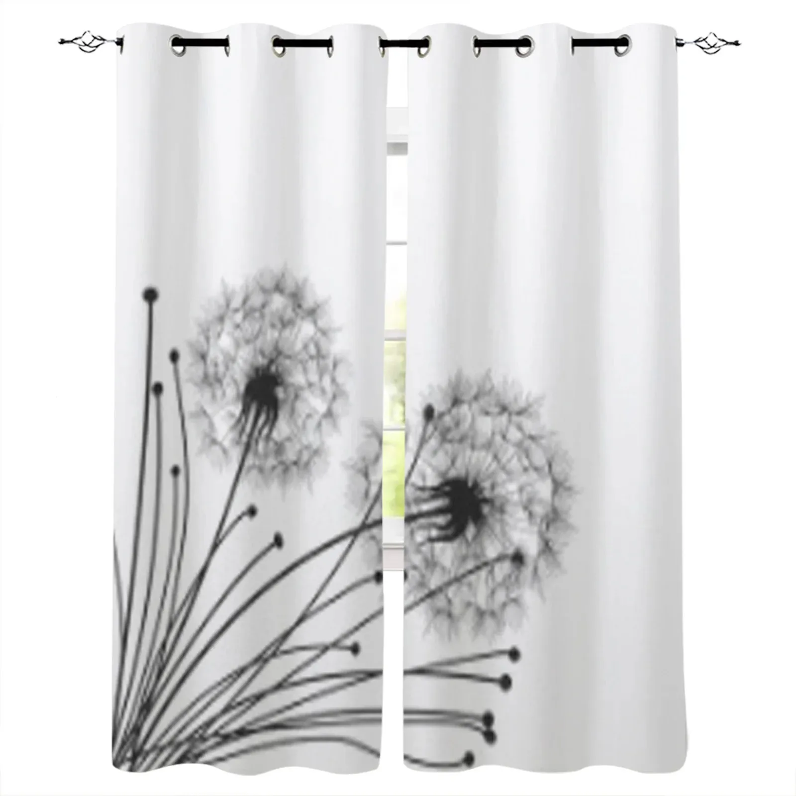 Dandelion Dreams Window Curtains - White Floral Curtains for Living ...