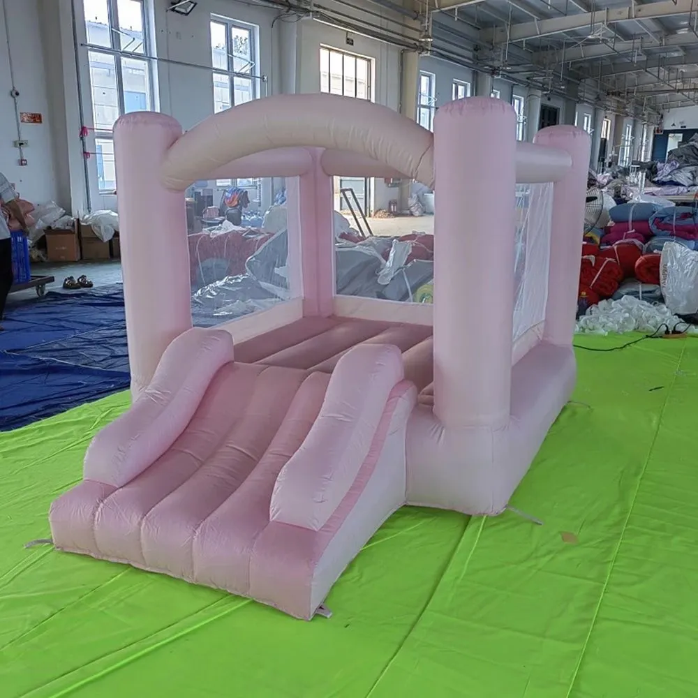 Pastel Pink Mini Rainbow Inflatable Bounce House With Slide 8x10ft ...