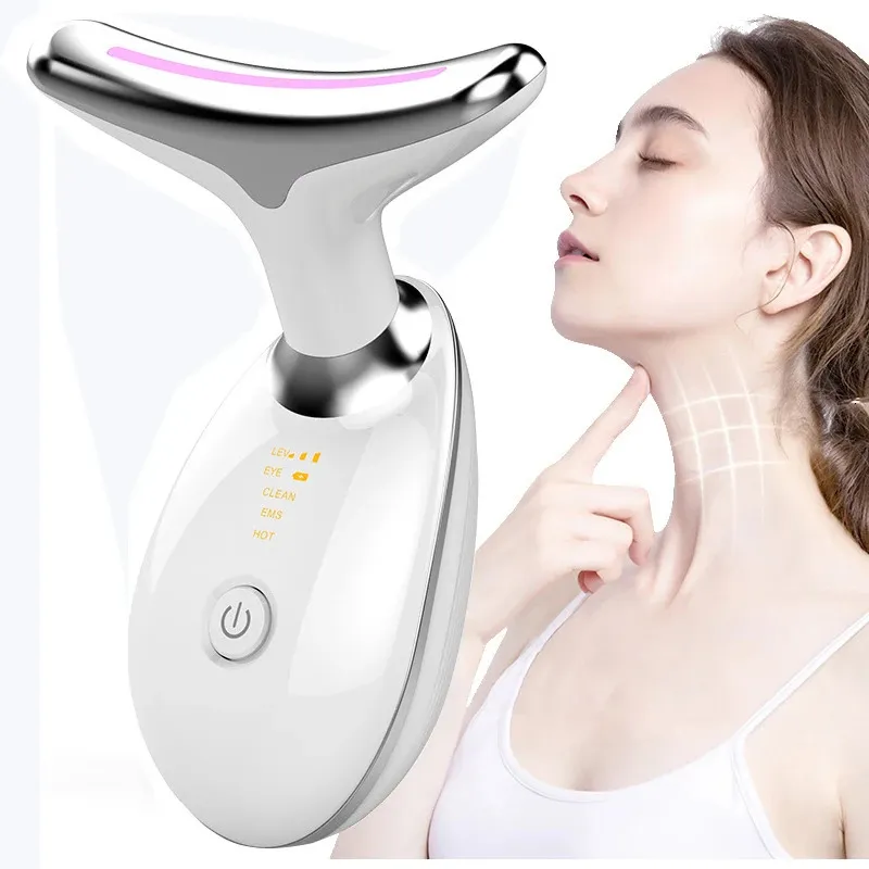Electric Face & Neck Massager - LED Microcurrent Anti-Wrinkle Device ...