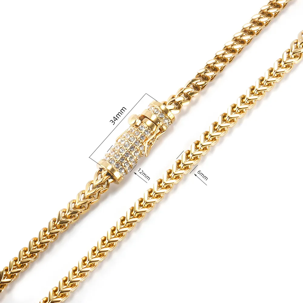 Men's 6mm wide 18K gold plated stainless steel cuban link chain ...