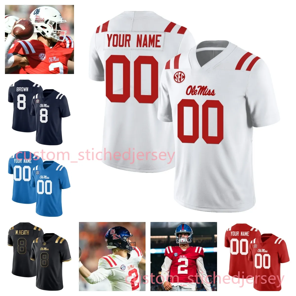 Ole Miss Football Jersey 4 Jaemyn Brakefield 24 Daeshun Ruffin 12 ...