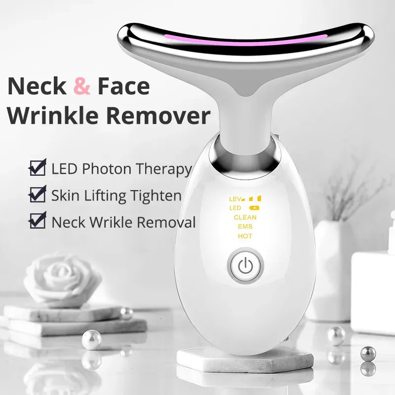 Electric Face & Neck Massager - LED Microcurrent Anti-Wrinkle Device ...