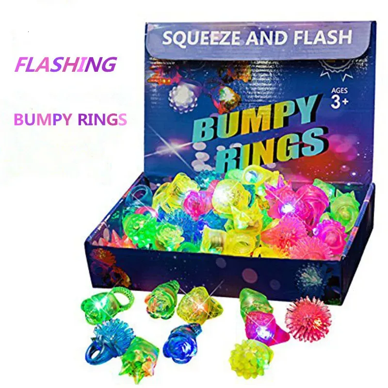 LED Rave Rings: Flashing Light Up Bumpy Jelly Rings - Glow in the Dark ...