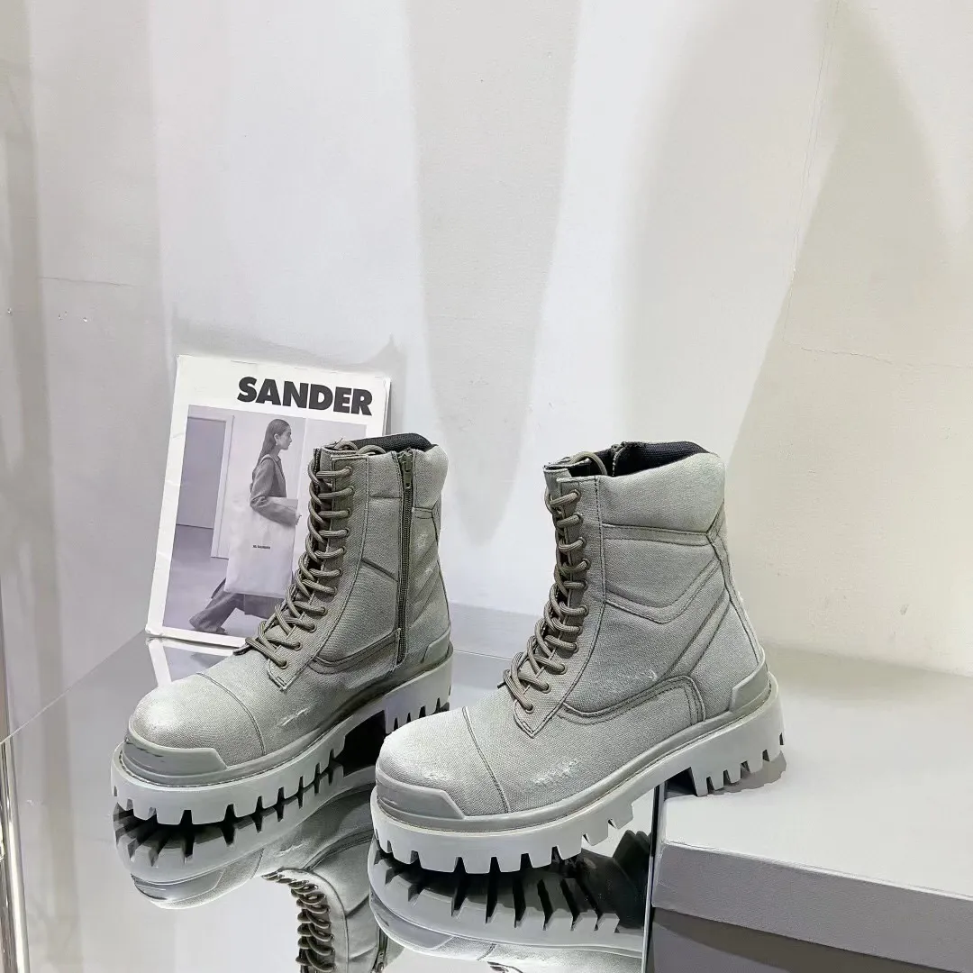 Designer Combat Strike Chunky Platform Boots Retro Autumn/Winter Style ...