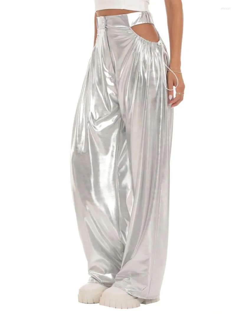 DHgate.com:Metallic Wide-Leg Cutout Sweatpants for Women, Party Club ...