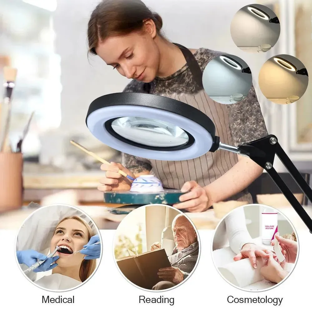 8X LED Magnifying Glass with Light - Illuminated Magnifier USB Powered ...