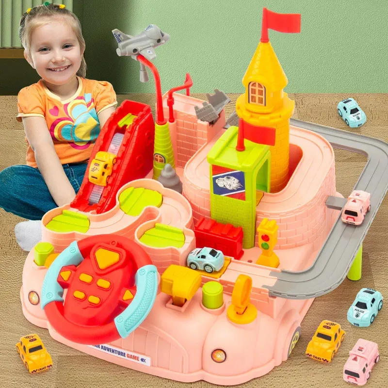 Interactive Diecast Racing Speeder Rail Cars Steering Wheel Track ...