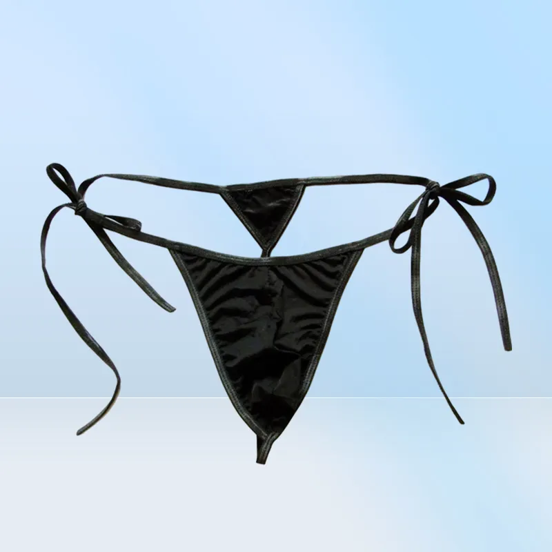 Mens Swimwear Thongs Bandage Ice Silk G String Micro Pouch Bikini ...