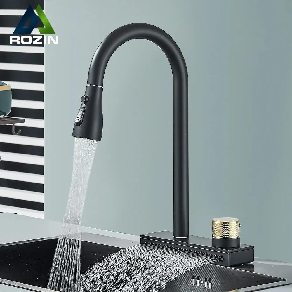 Kitchen Faucets Rainfall Faucet Flexible Pull Out 3 Way Nozzle Gourmet ...