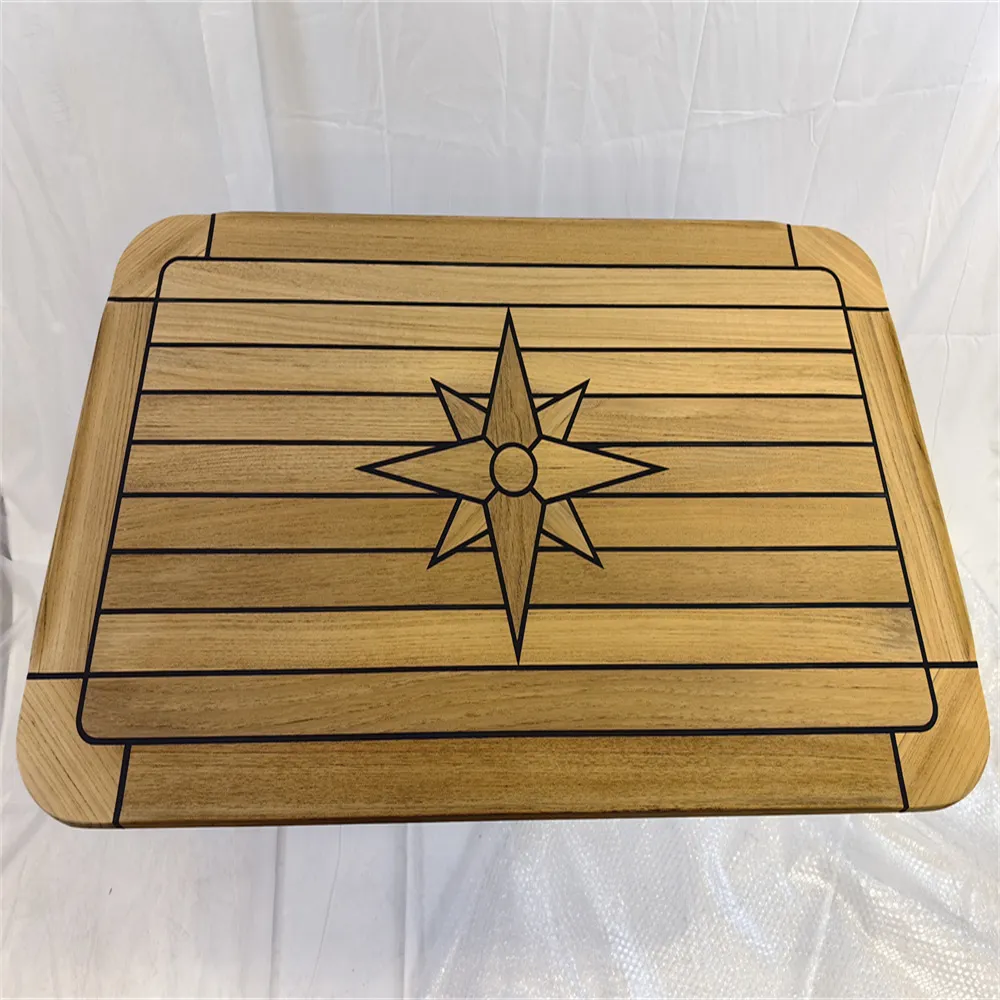 Marine Yacht RV Tracker Boat Center Teak Table Top With Star Inlay ...