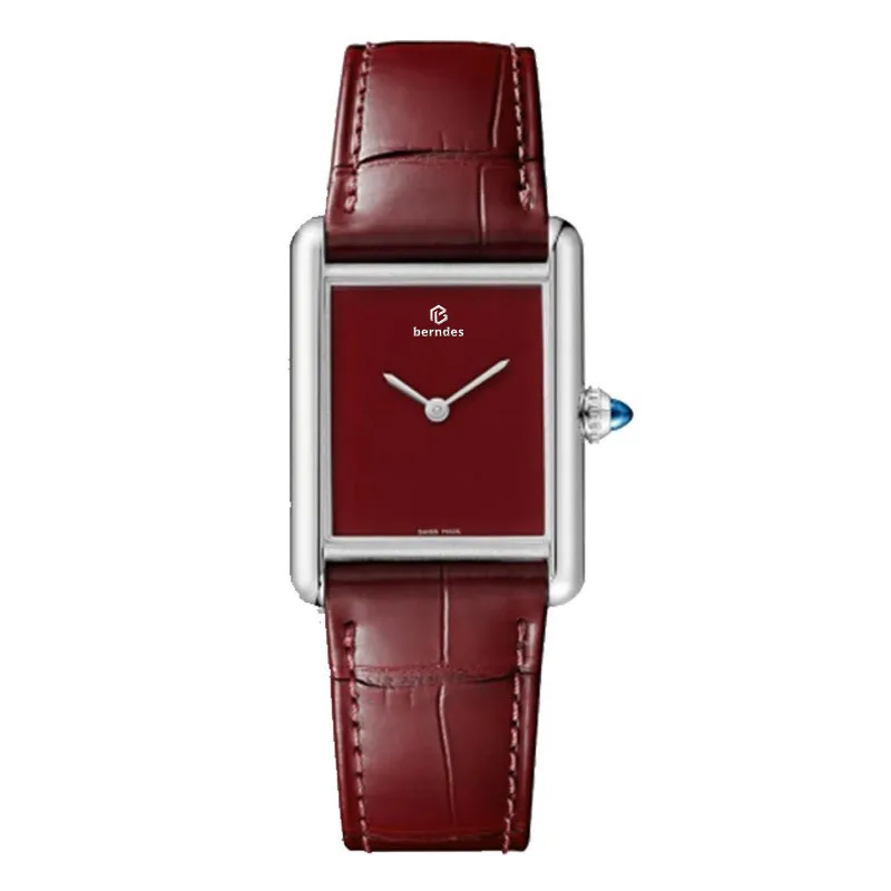 Golden Imported Calfskin Tank Watch For Couples Simple Appearance ...