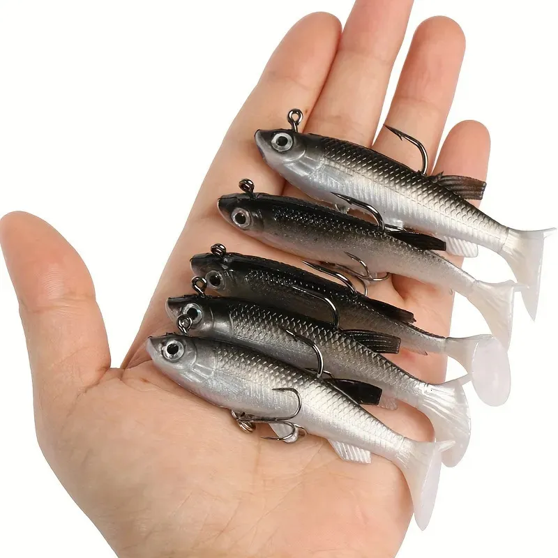 Fishing Lure Set - Realistic Swimbait Kit w/ Jig Hooks, Soft Silicone ...