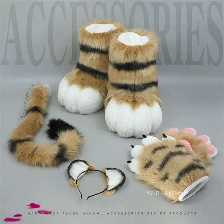 DHgate.com:Handmade Tiger Plush Gloves, Cute Anime Props, Simulation ...