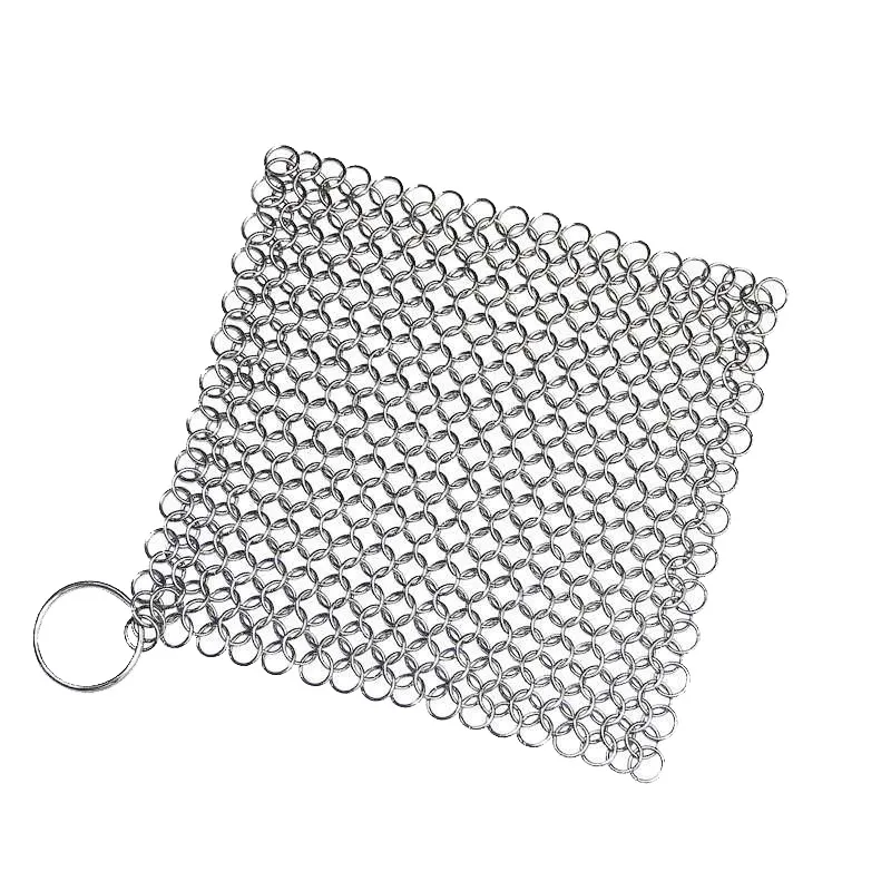 Stainless Steel Chainmail Ring Brass Scrubber 20x20cm Cast Iron Skillet ...